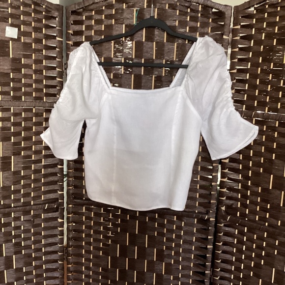 Rachel Zoe | Tops | Rachel Zoe White Linen Cropped Top Nwt | Poshmark